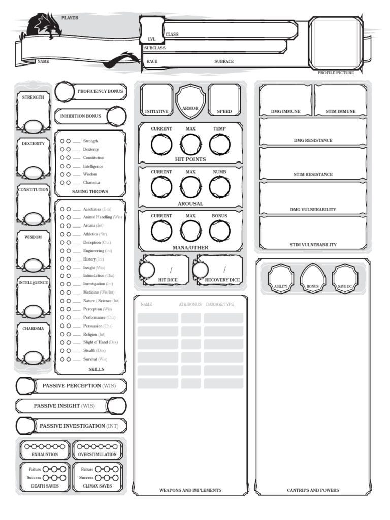 Lewd Character Sheet Template | PDF | Fantasy Games | Role Playing