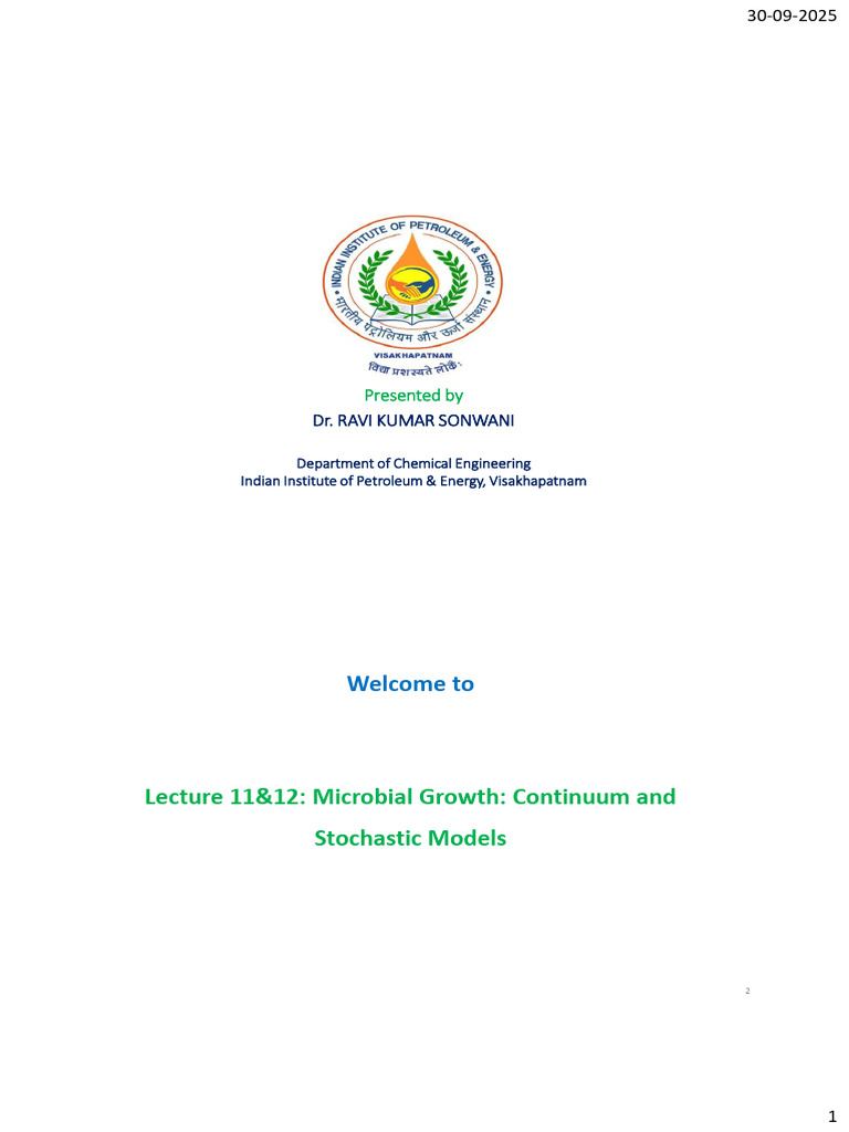 Biochem - Lec 11&12 - Microbial Growth Continuum and Stochastic Models ...