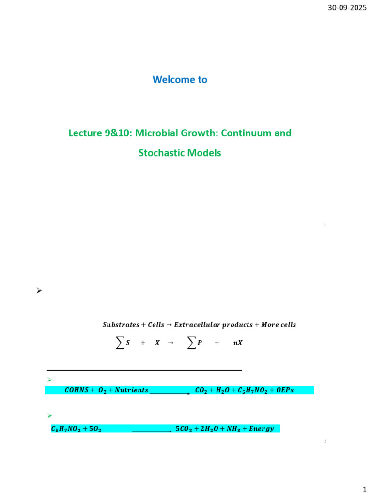 Biochem - Lec 9&10 - Microbial Growth Continuum and Stochastic Models ...