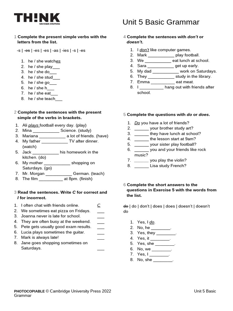 Thk2e BrE L0 Grammar Basic Unit 5 | PDF | Chess | Chess Theory