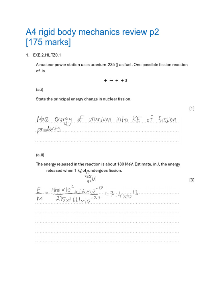 A4 Rigid Body Mechanics Review p2 | PDF | Rotation Around A Fixed Axis | Torque