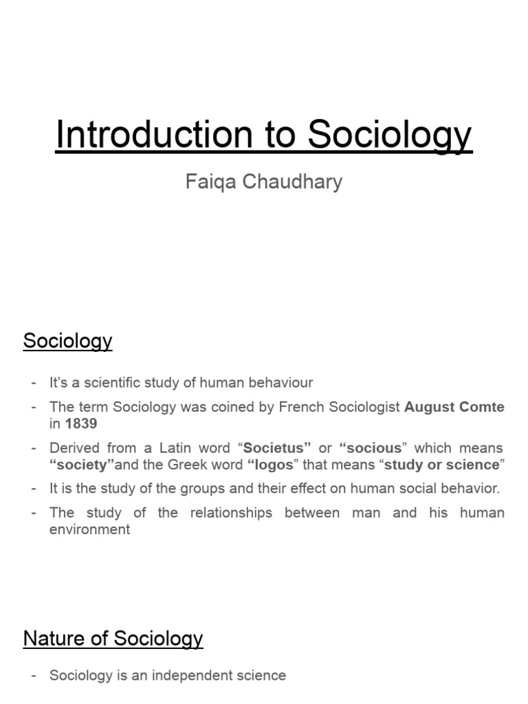 Introduction to Sociology Concepts | PDF | Sociology | Society