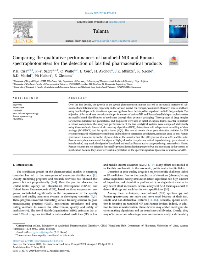 Handheld NIR vs Raman for Drug Detection | PDF