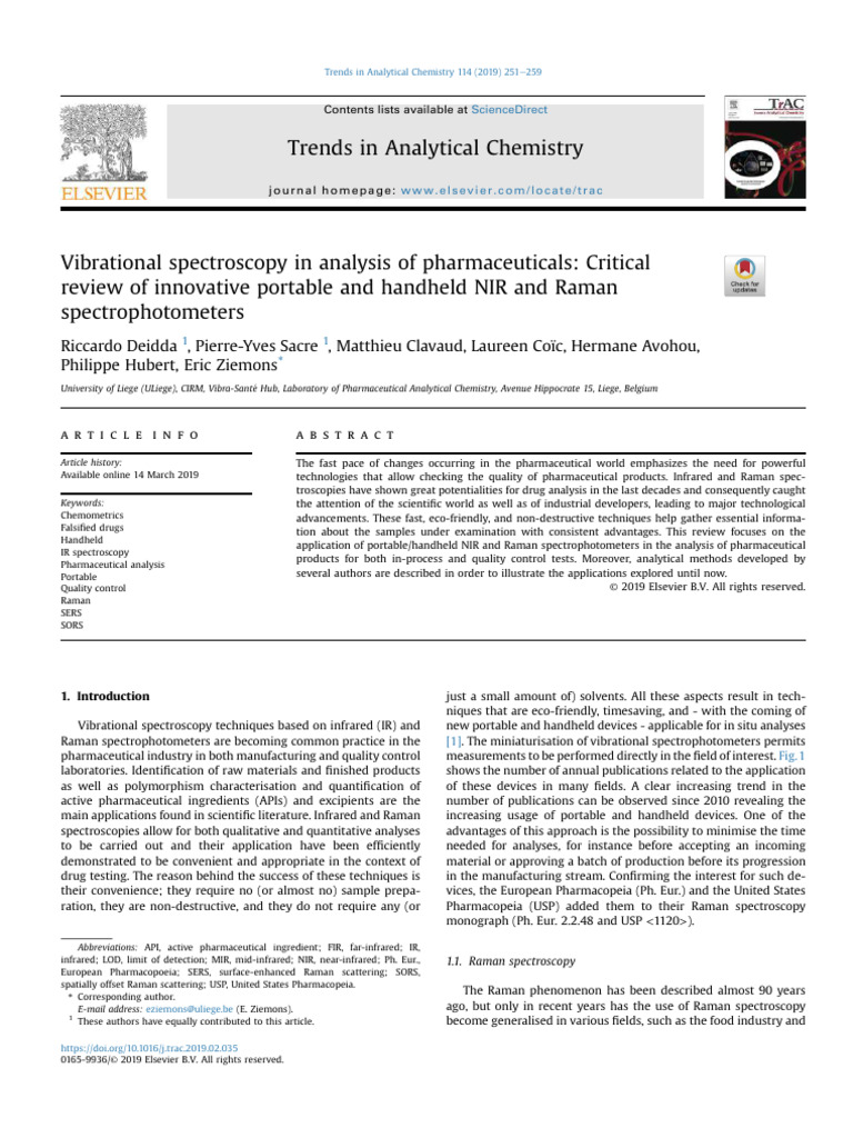 Vibrational Spectroscopy in Analysis of Pharmaceuticals - Critical Review of Innovative Portable ...