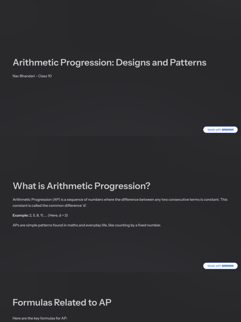 Arithmetic Progression Patterns Explained | PDF | Mathematical Analysis ...