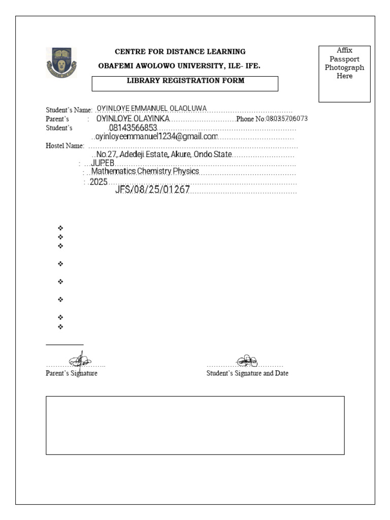 Library Registration For - 134037180735867265 | PDF