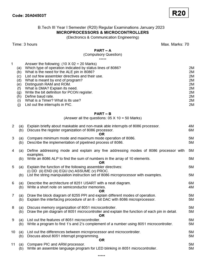 20A04503T Microprocessors & Microcontrollers | PDF | Microcontroller ...