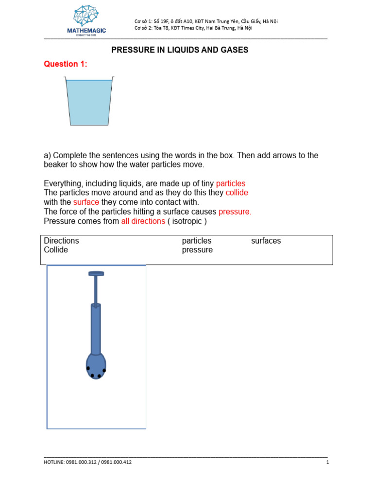HW Science - Tien Dung 2308 | PDF | Pressure | Physical Phenomena