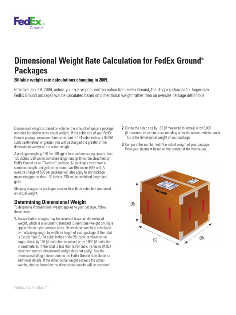 FedEx Dimensional Weight Guide 2009 | PDF | Physical Quantities | Nature