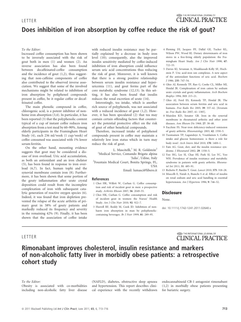 Does Inhibition of Iron Absorption by Coffee Reduce The Risk of Gout ...