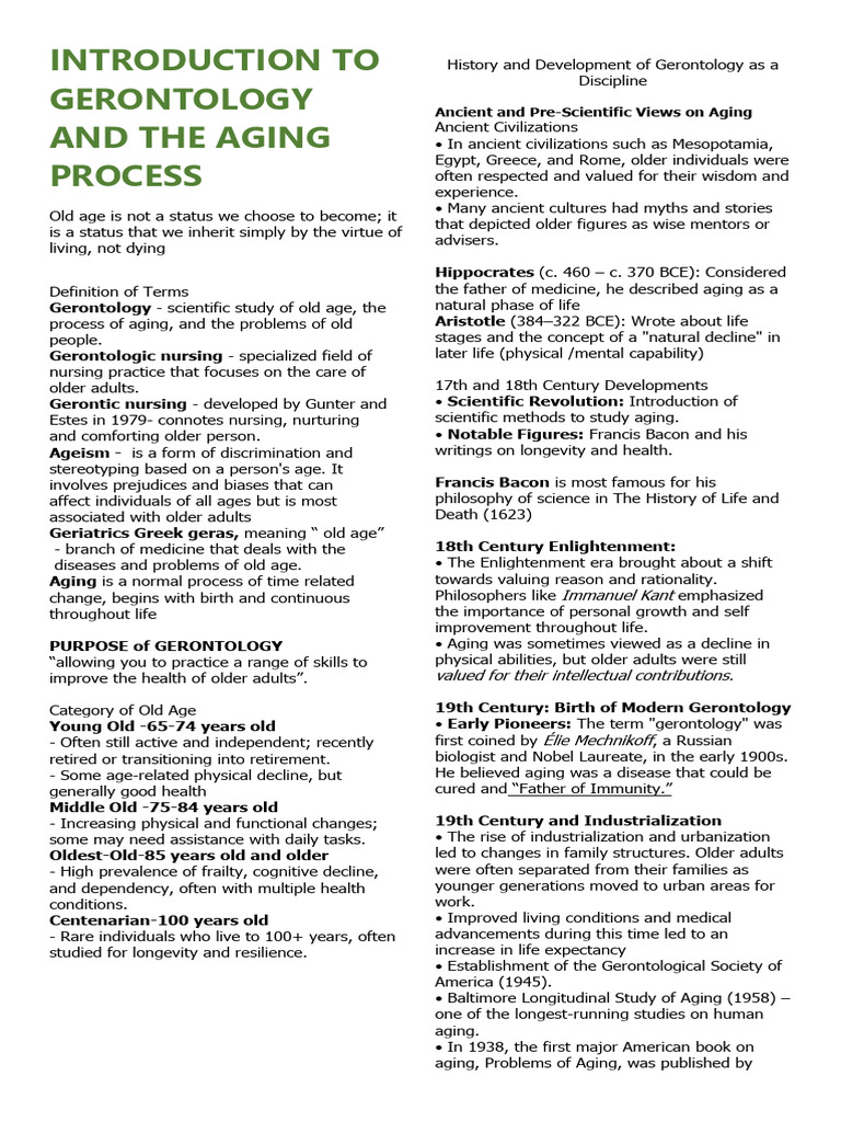 Introduction To Gerontology | PDF | Ageing | Gerontology