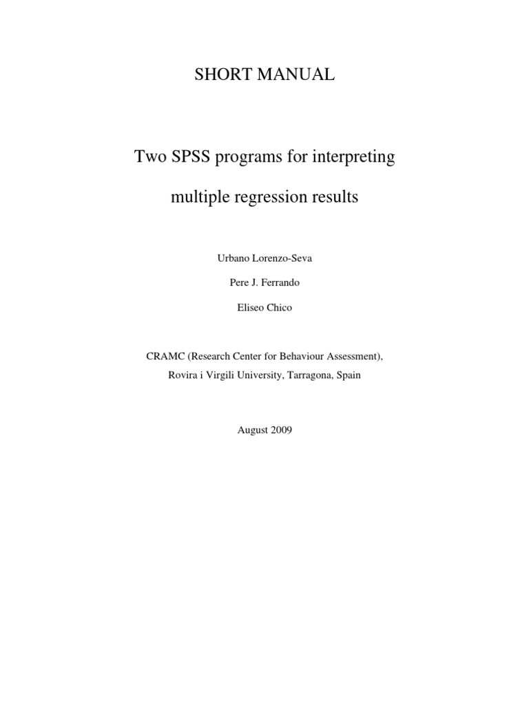 Two SPSS Programs For Interpreting Multiple Regression Results PDF 