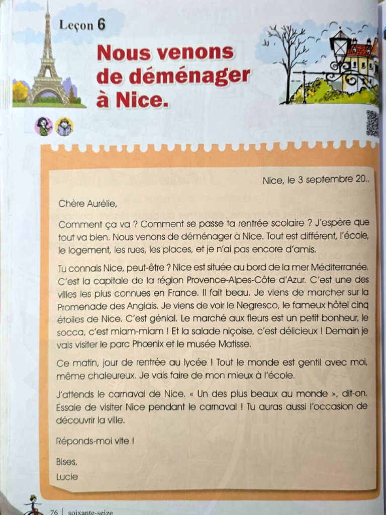 French Textbook Chapter 6 - Class 8 LMC | PDF