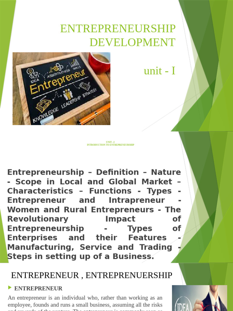 EDP UNIT 1 PPT | PDF | Entrepreneurship | Business