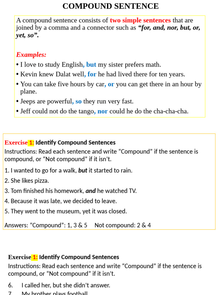 Compound Sentences (SV) | PDF | Language Mechanics
