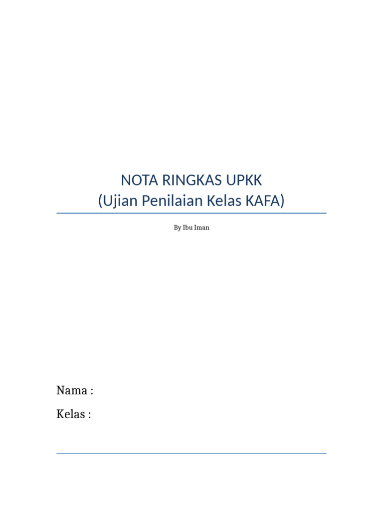 Nota Ringkas UPKK untuk Pelajar KAFA | PDF