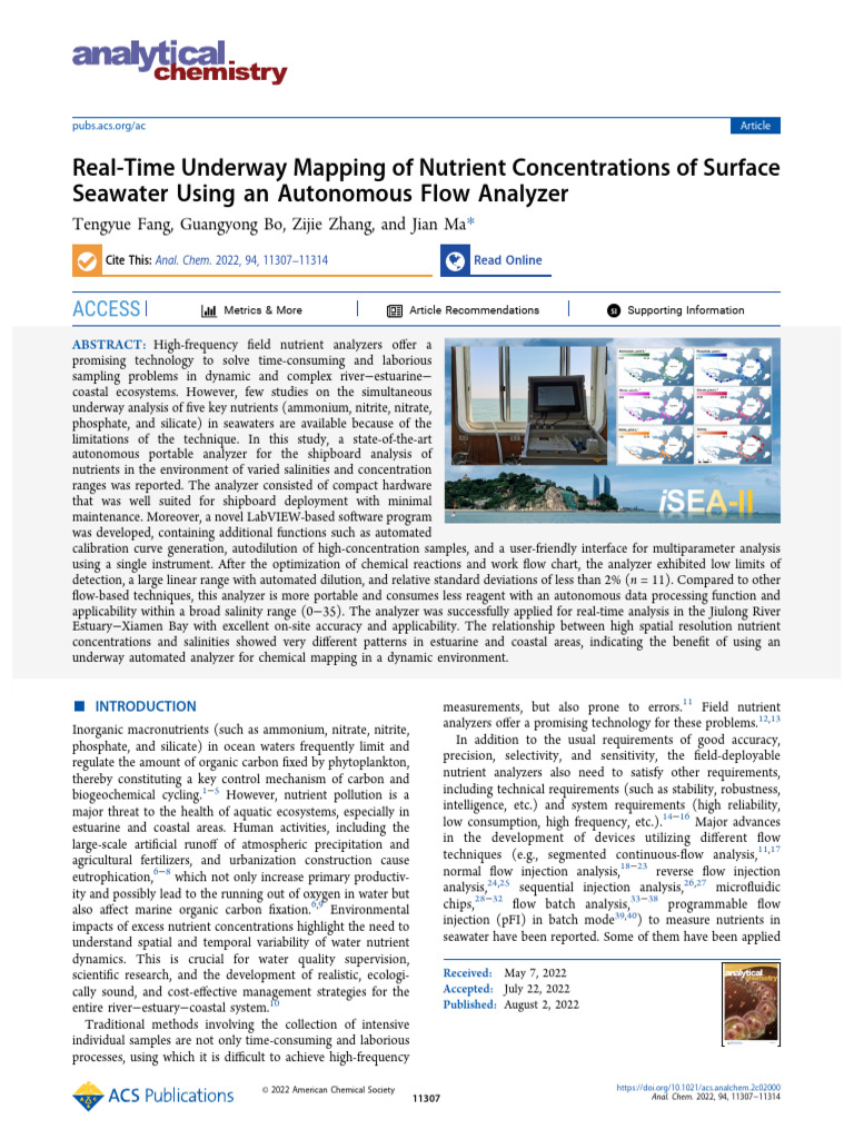 Real-Time Nutrient Mapping in Seawater | PDF | Estuary | Nitrate