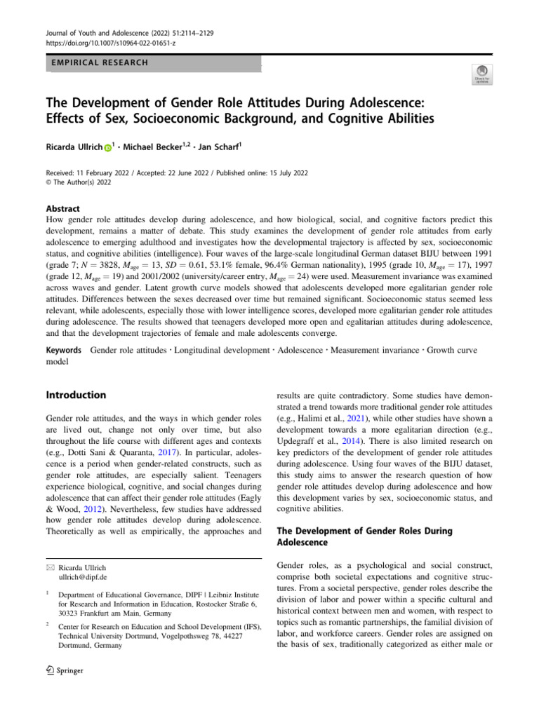 Gender Roles Development in Adolescence | PDF | Gender Role | Adolescence