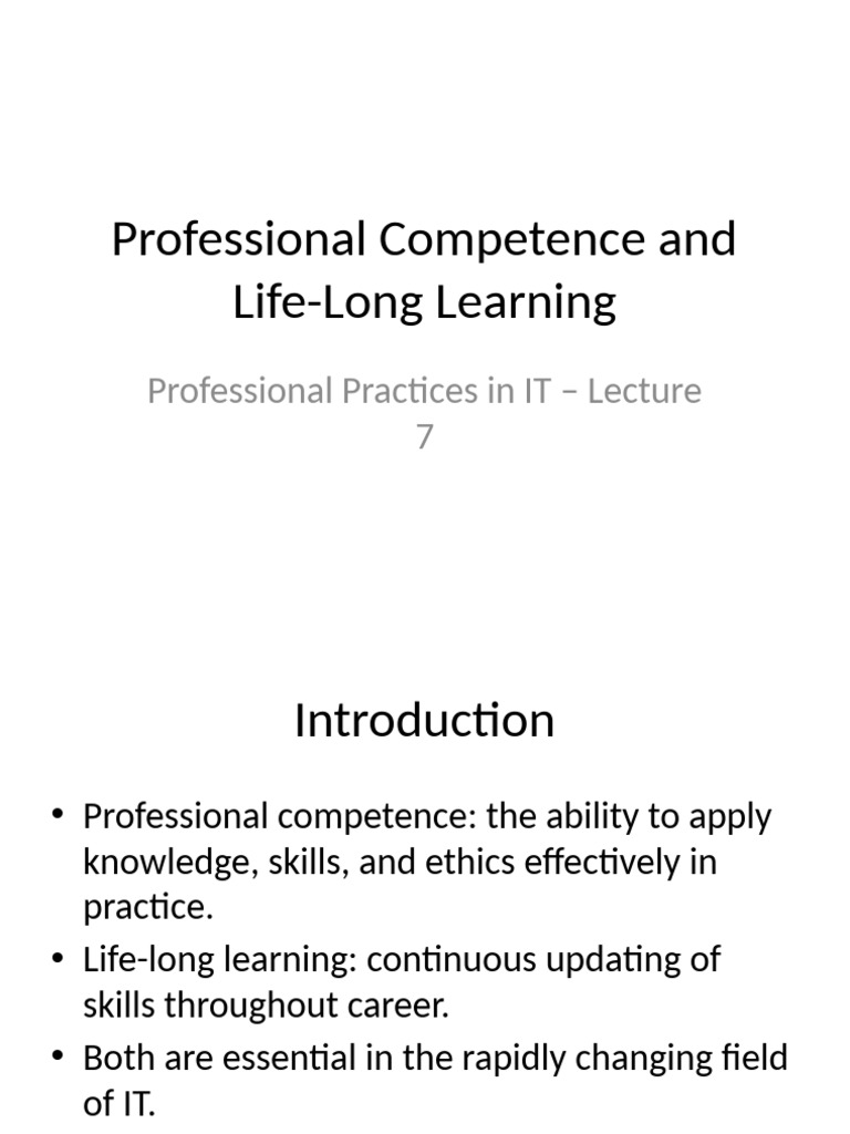 Lecture 7 Professional Competence | PDF