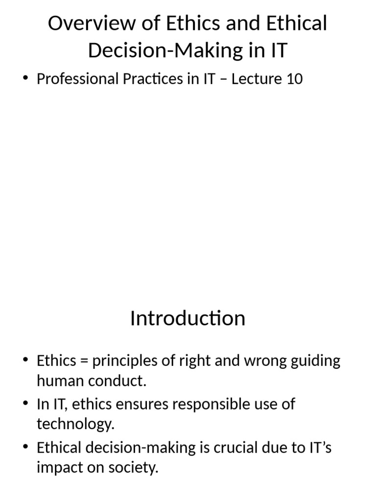 Ethics and Decision-Making in IT | PDF