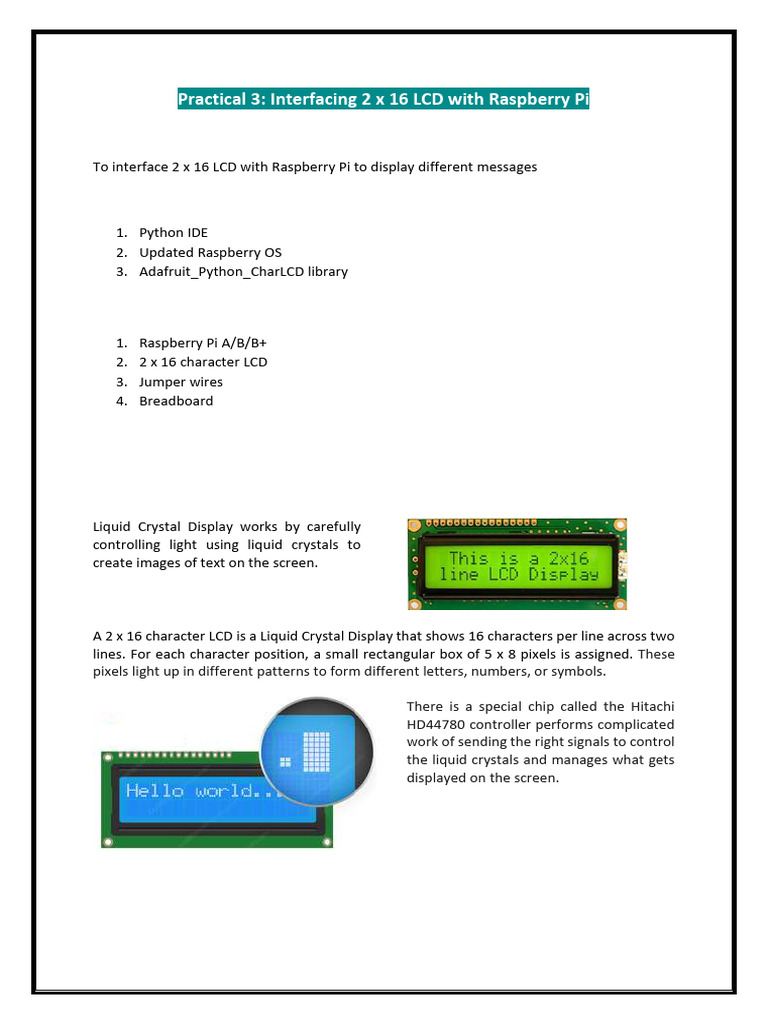 LCD Interface with Raspberry Pi Guide | PDF | Liquid Crystal Display ...