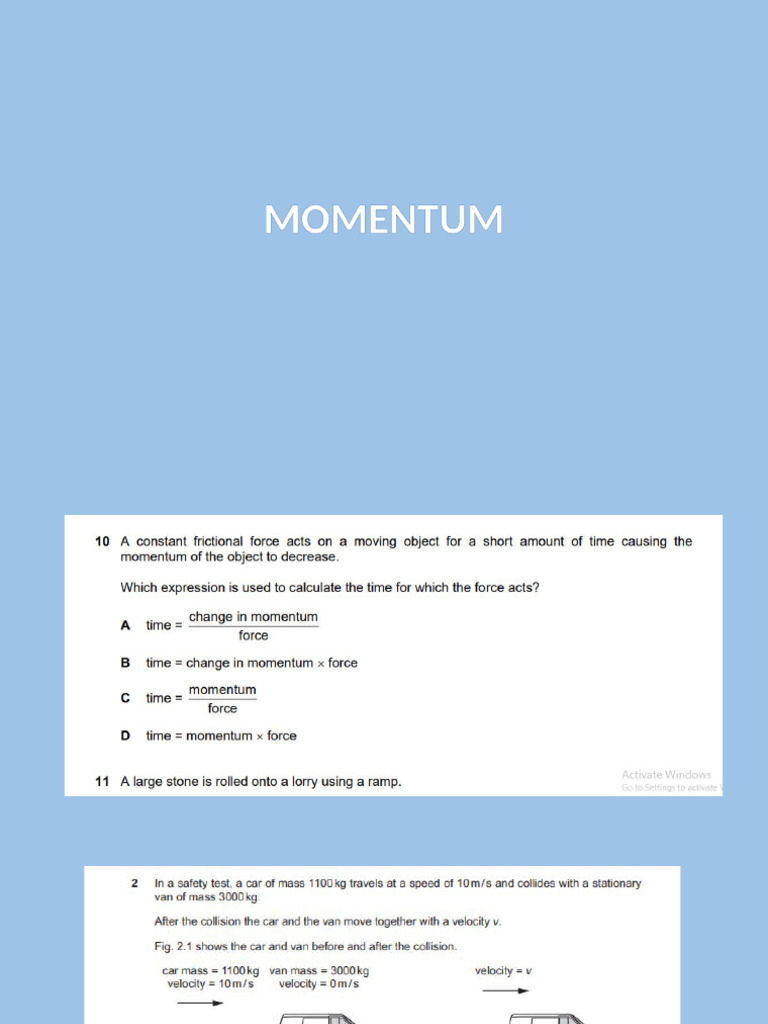 Momentum Practice Questions | PDF