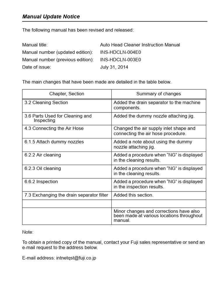 Updated Auto Head Cleaner Manual | PDF