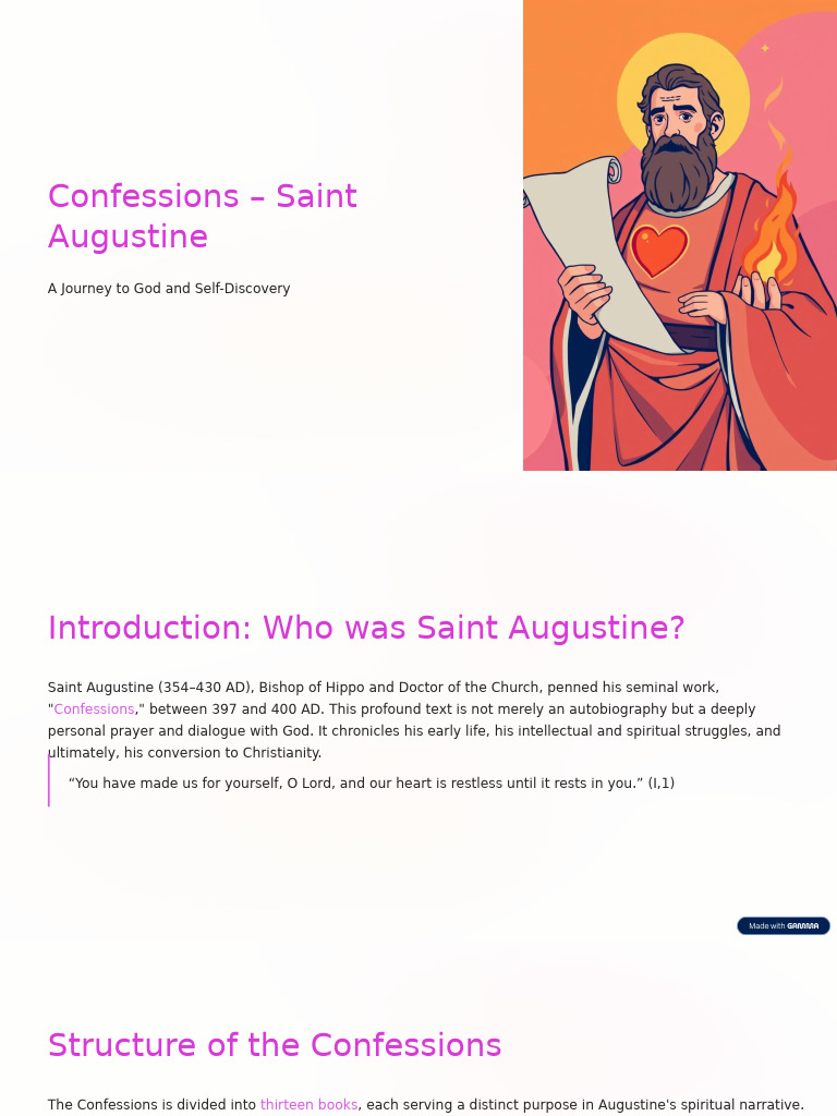 Augustine's Confessions: A Spiritual Journey | PDF | Confessions ...