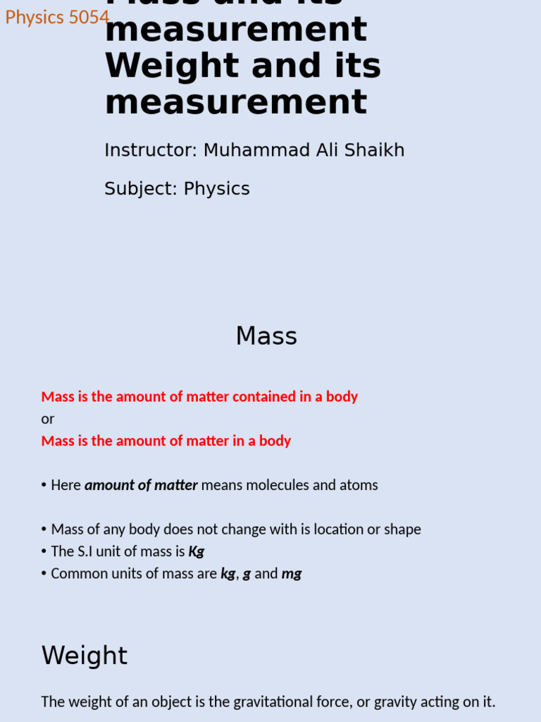 Understanding Mass and Weight in Physics | PDF | Weight | Mass