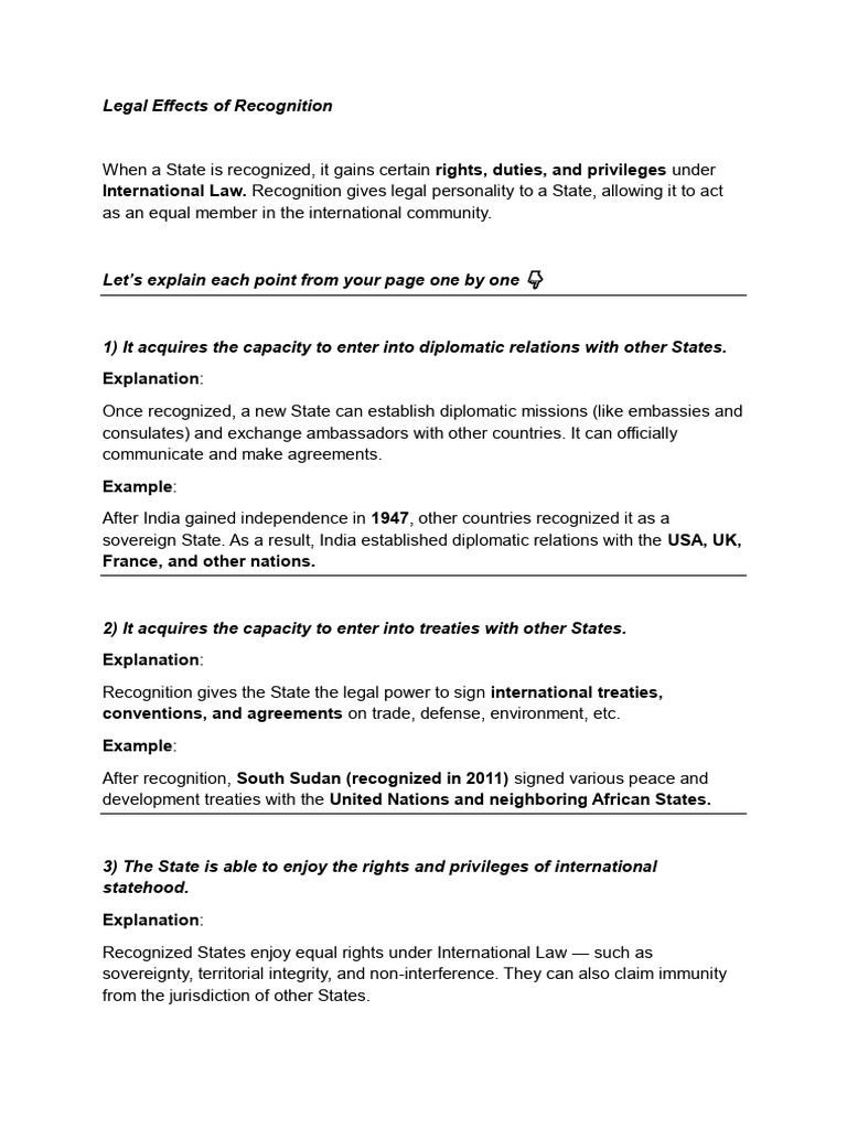 Legal Effects of State Recognition | PDF | International Law | United ...