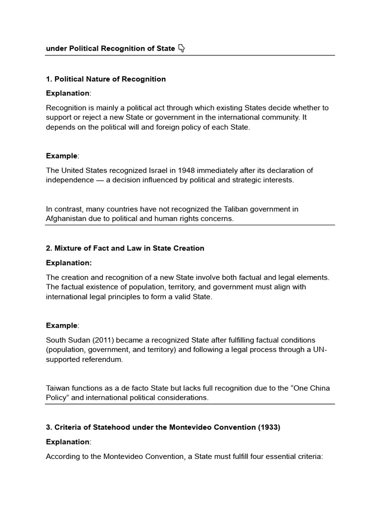 Political Recognition of State | PDF