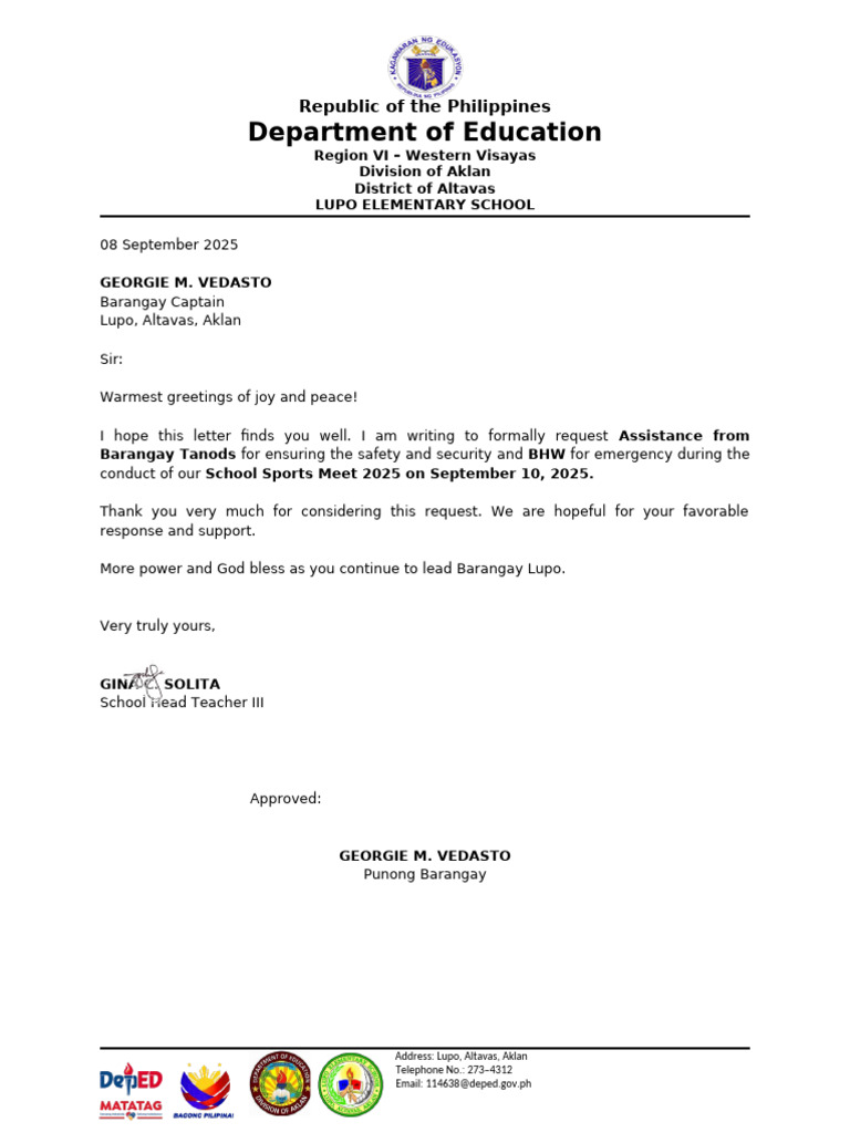 Request Letter Intramurals | PDF