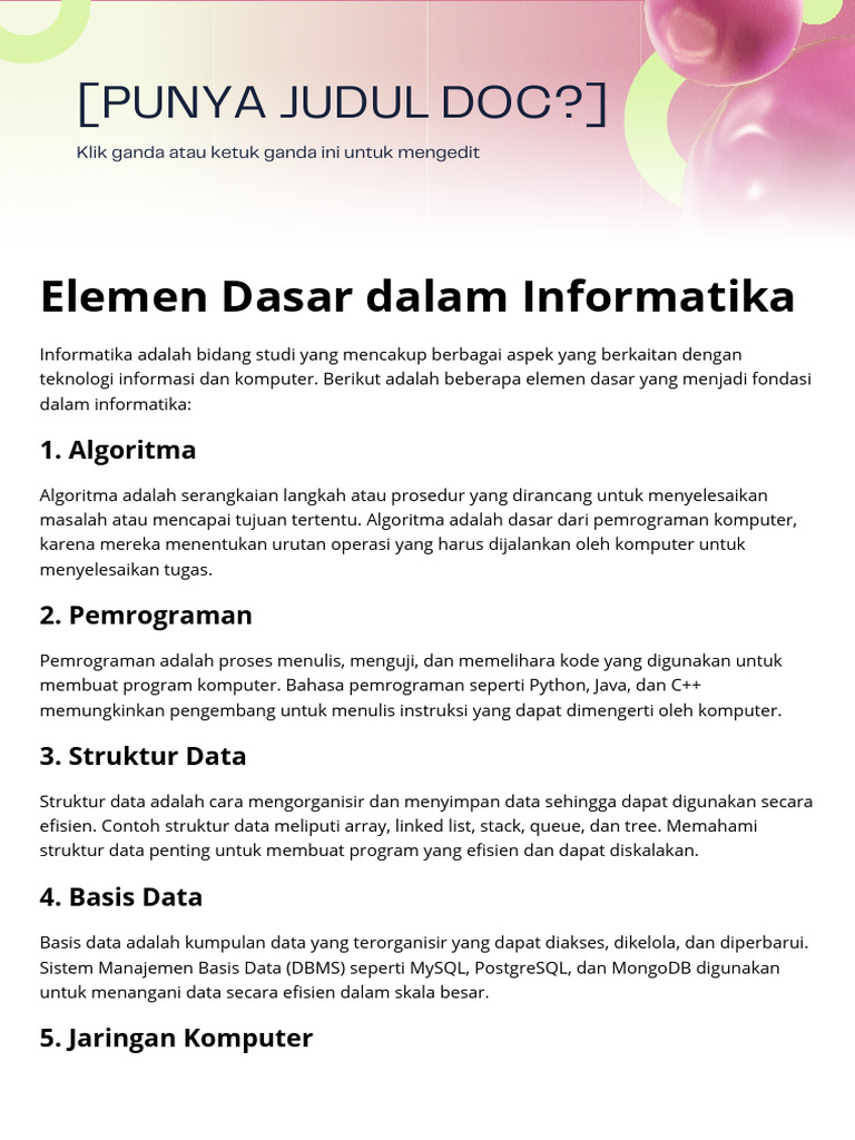 Elemen Dasar Informatika yang Perlu Diketahui | PDF