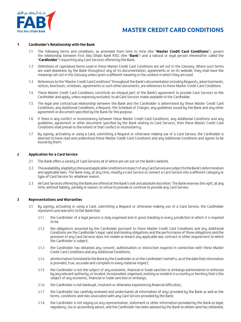 FAB-Master-Terms-and-Conditions-for-Credit-Cards | PDF | Credit Card ...