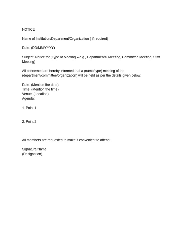Meeting Notice Template | PDF