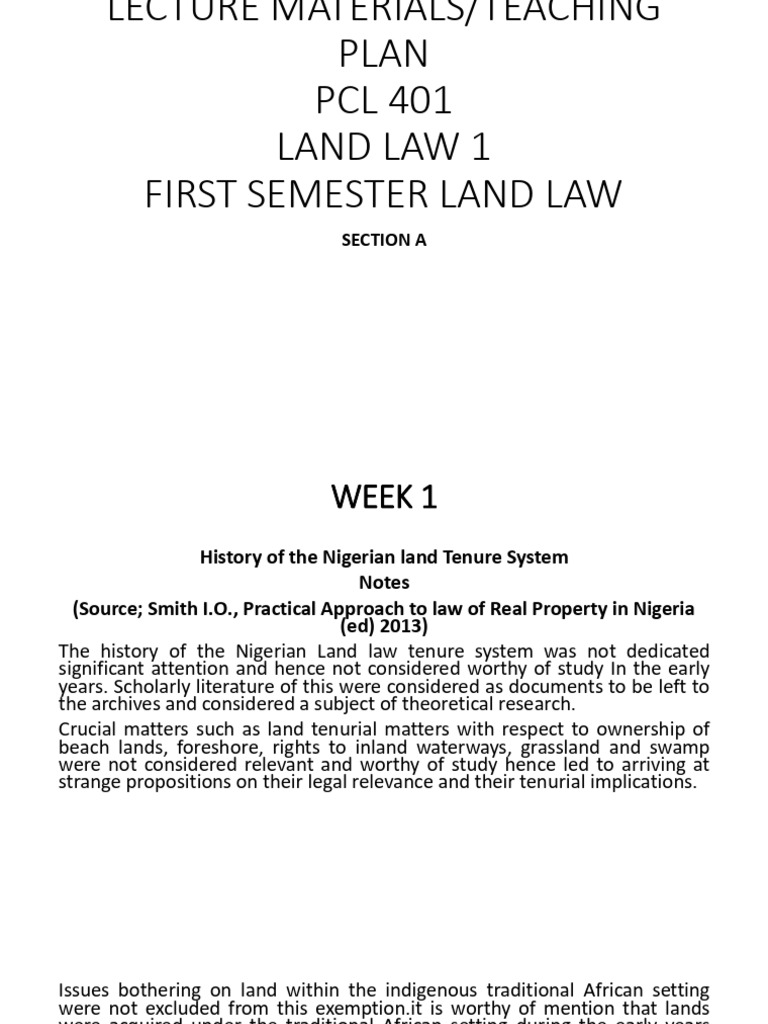 History of Nigerian Land Tenure System | PDF | Justice | Crime & Violence