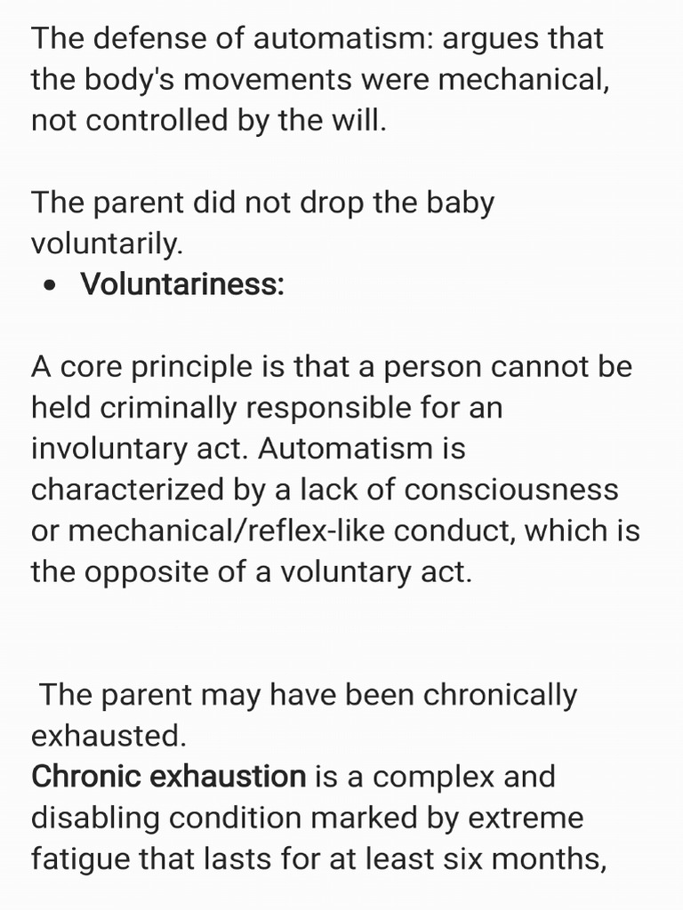 Automatism Notes, Law of Delict | PDF