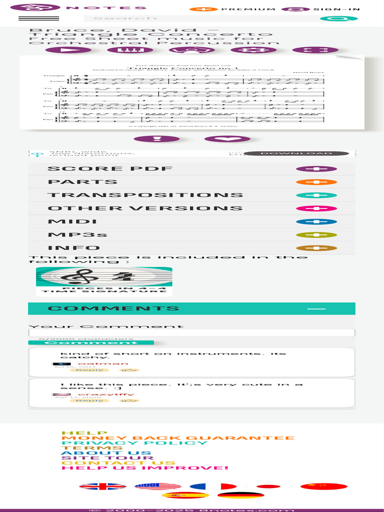 Bruce, David - Triangle Concerto For Percussion - Free Sheet Music For ...