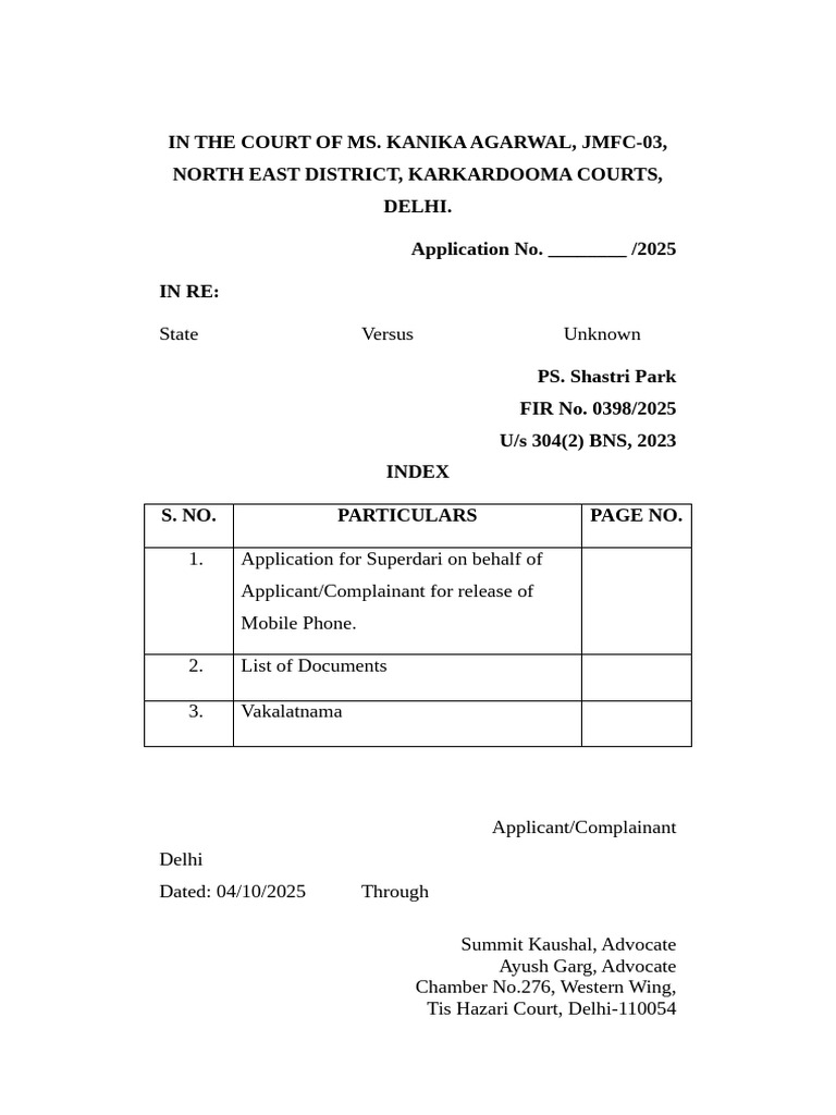 Application For Superdari - Jyoti Sharma | PDF | Affidavit