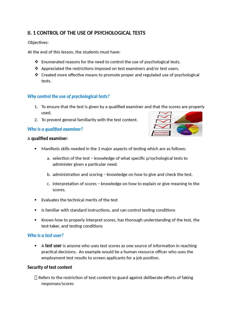 Control and Administration of Psychological Tests | PDF | Anxiety | Feeling