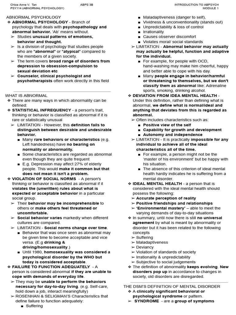 Understanding Abnormal Psychology Concepts | PDF | Personality Disorder ...
