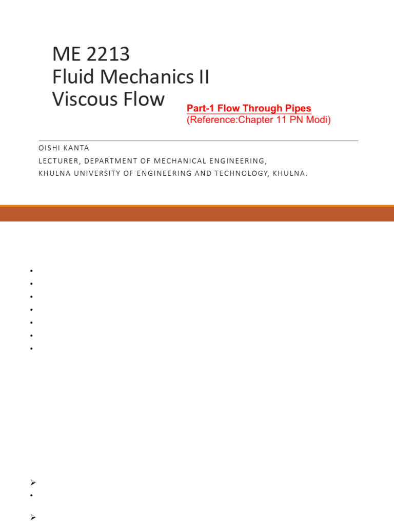 L-1 Viscous Flow Part 1 (Flow Through Pipes) | PDF | Fluid Dynamics ...