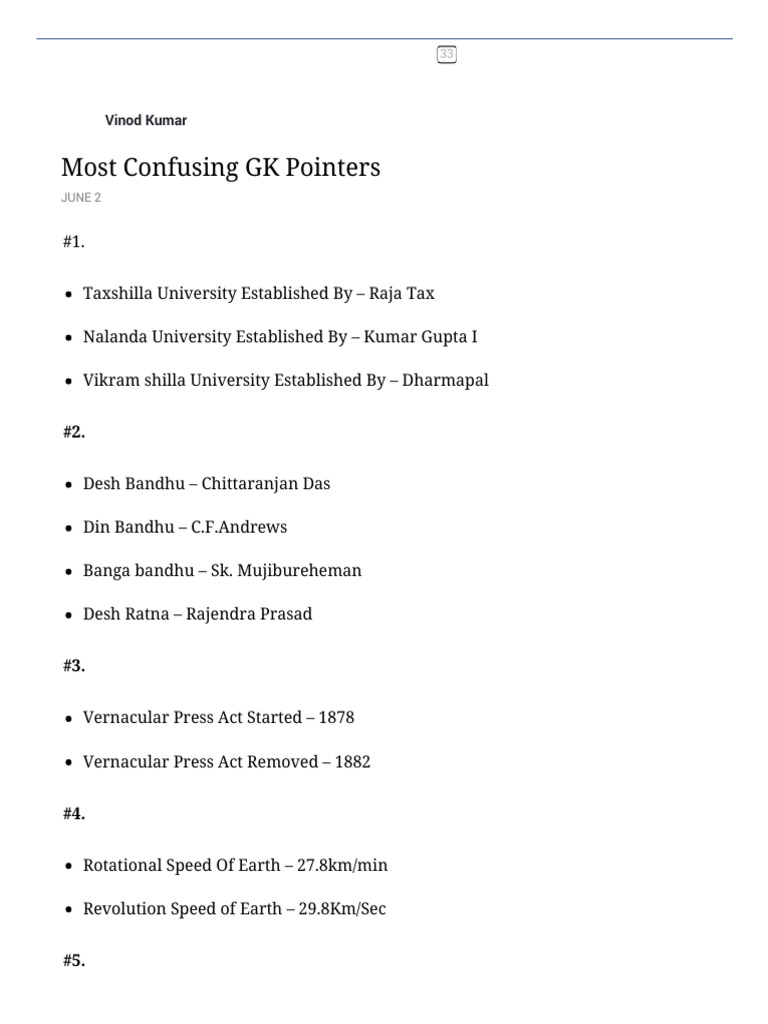 Most Confusing GK Pointers | PDF | Indian National Congress | Muhammad Ali Jinnah
