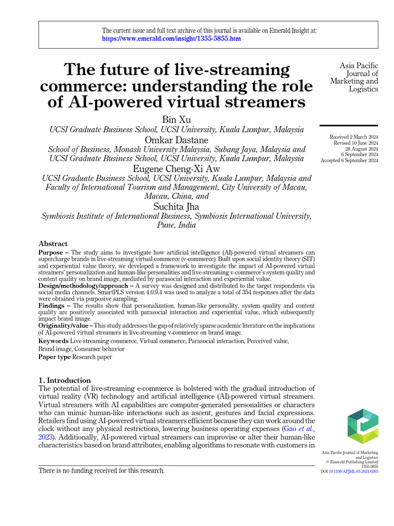 Xu 等 - 2024 - The Future of Live-streaming Commerce Understanding the Role of AI-powered Virtual ...