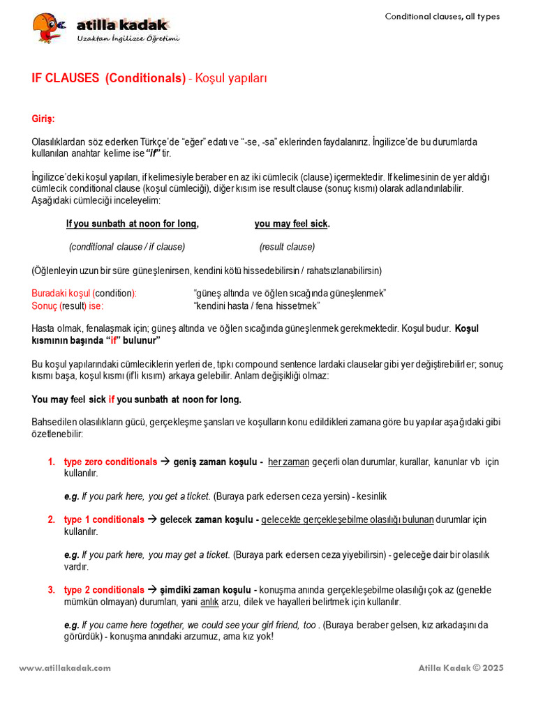 (C) Conditionals (Zero, Mixed, Implied, Type 1-2-3) | PDF