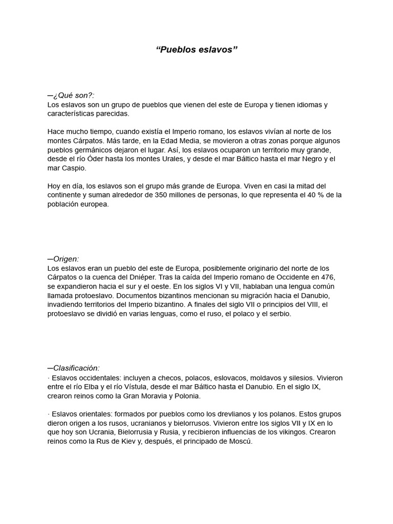Orígenes y características de los eslavos | PDF | Eslavos | Europa