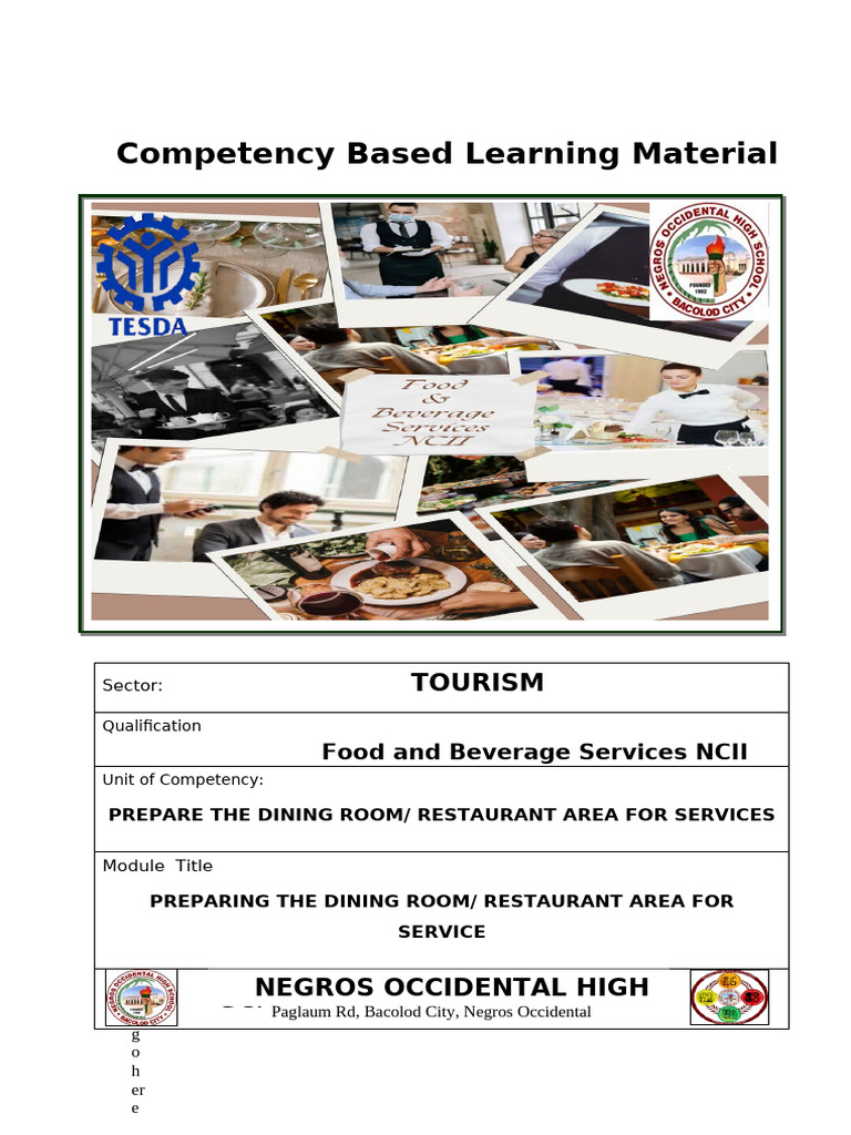 CBLM-Food and Beverage Services | PDF | Tableware | Spoon