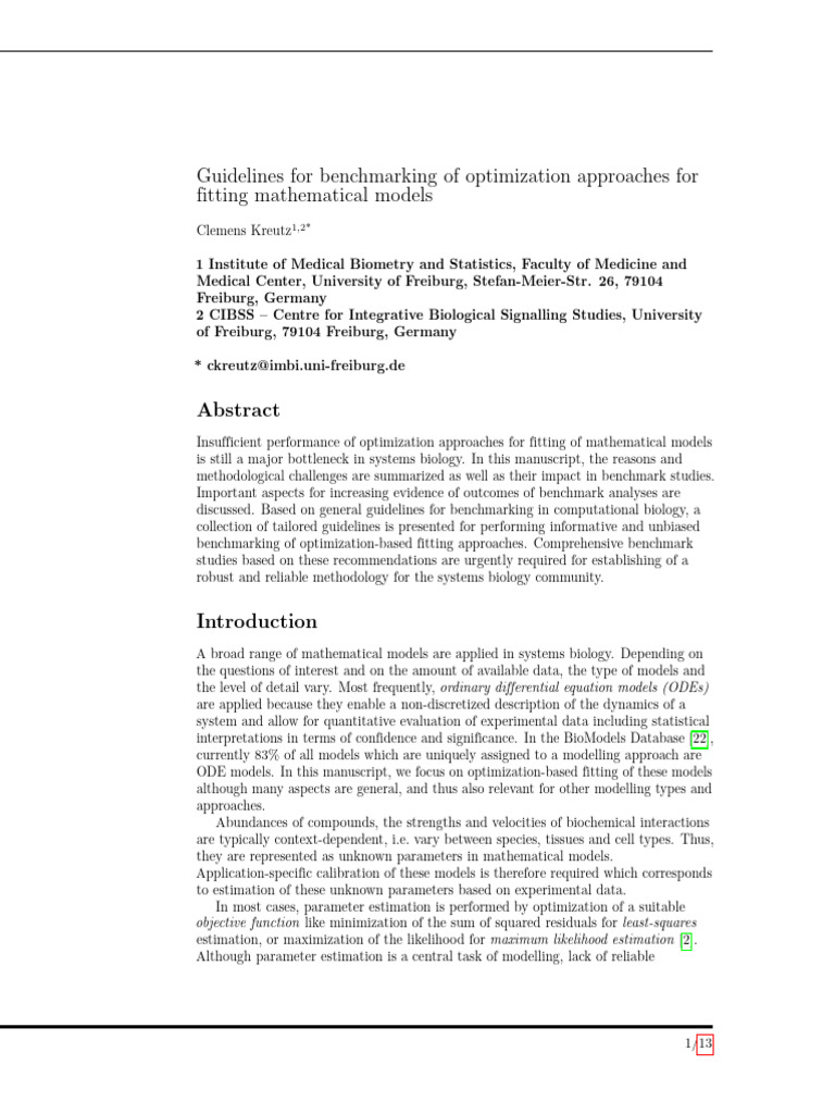 Guidelines For Benchmarking of Optimization Approa | PDF | Mathematical ...