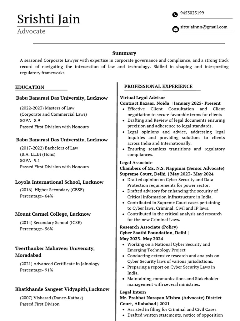 Srishti Jain (CV) | PDF | Justice | Crime & Violence
