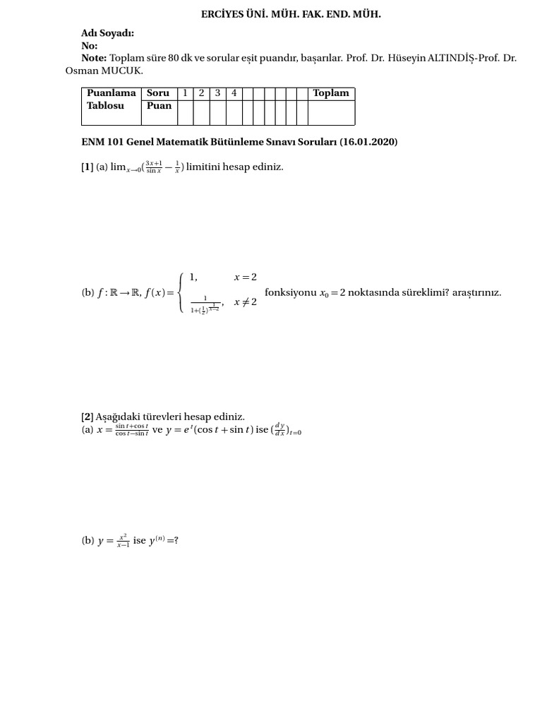 Enm101 2019-2020B | PDF